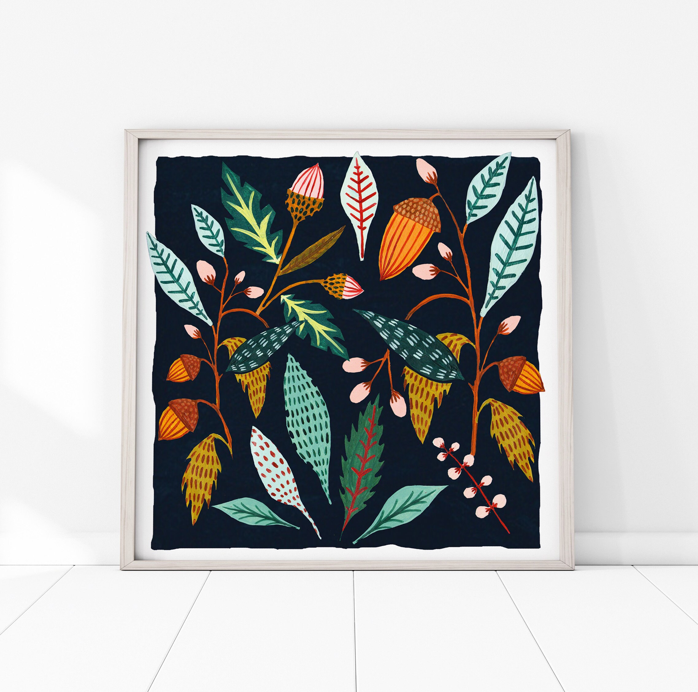 Fall Woodland Print / Botanical Print/ Autumn Wall Art / | Etsy