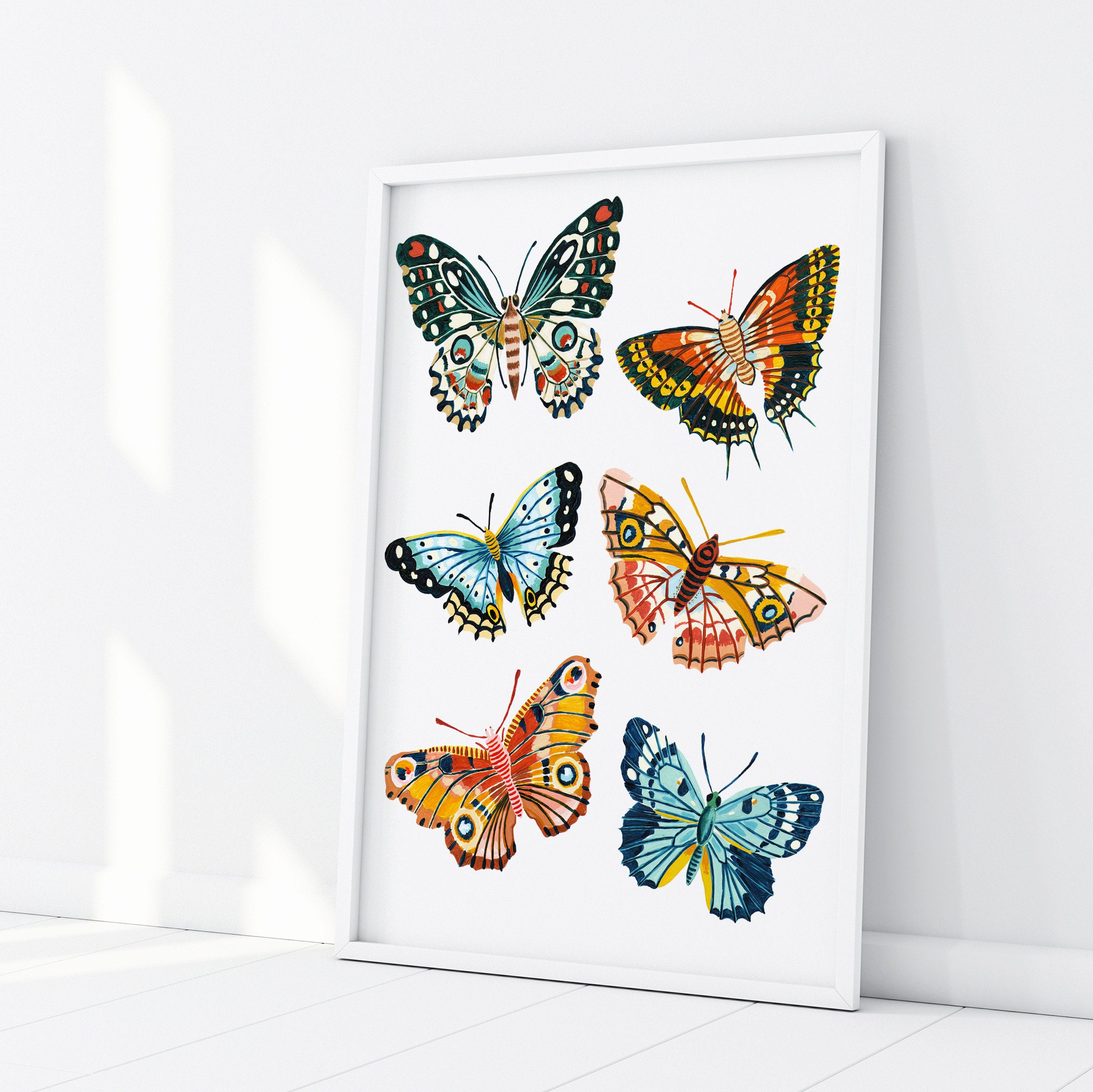 Butterfly Wall Art, Insect Print, Nursery Wall Art, Bugs Print, Kids ...