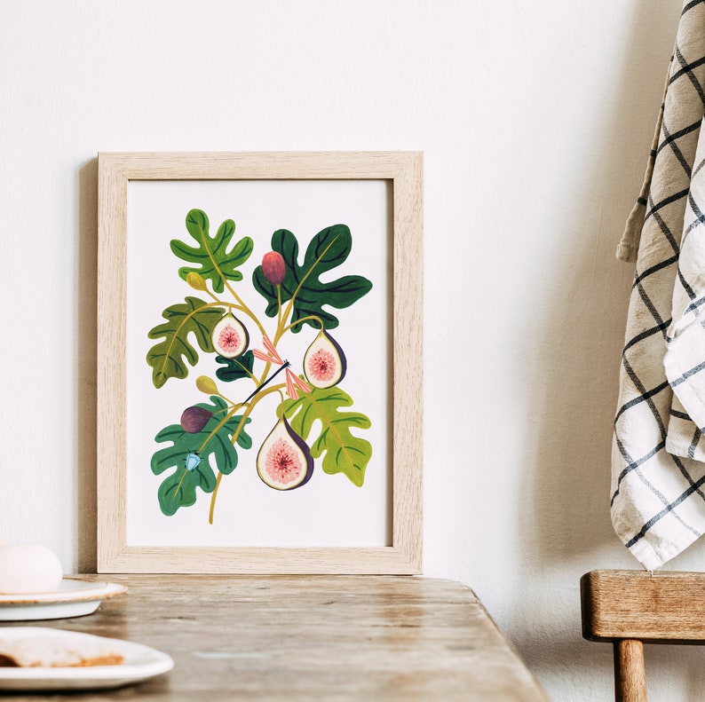 Fig Print Kitchen Decor Fruit Illustration Botanical Print | Etsy