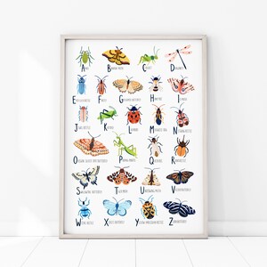 Insect Alphabet Print, Nursery Wall Art, Bugs Print, Children's Prints ...