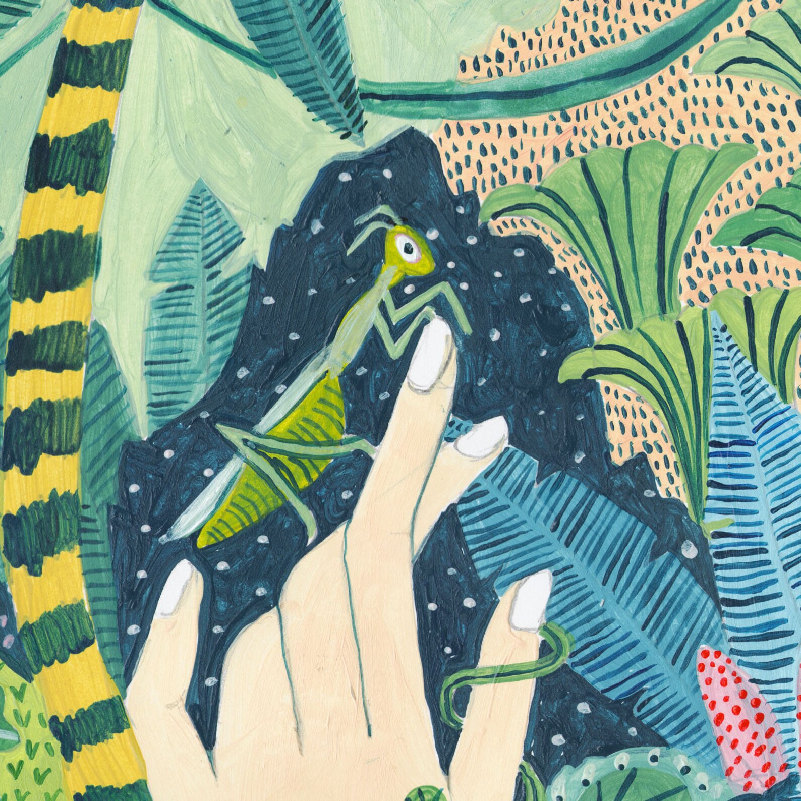 Praying Mantis Print / Jungle / Botanical Illustration / - Etsy