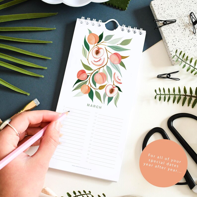 Perpetual Calendar, Reusable Celebration Calendar, Monthly Calendar ...