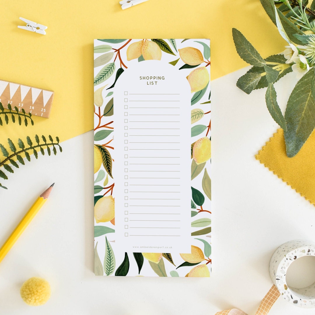 Lemon Grocery List Notepad, Shopping List, Magnetic Notepad, Food Planner, Memo Pad, Checklist ...