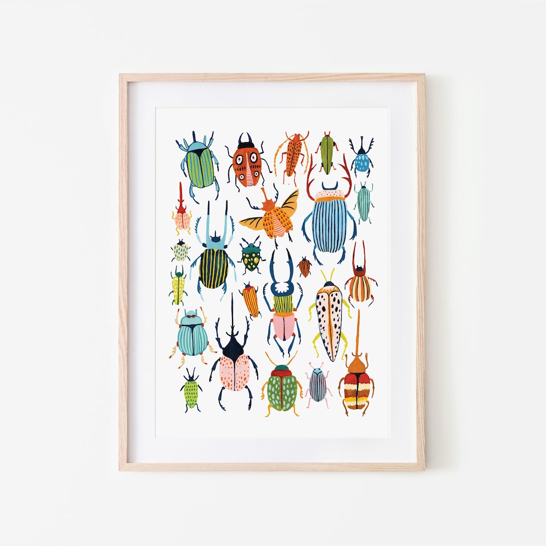 Beetle Print, Insect Print, Nursery Wall Art, Bugs Print, Kids Room ...
