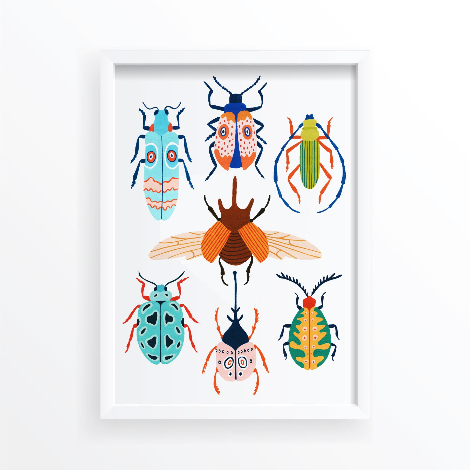 Vibrant Beetle Print Insect Print Nursery Wall Art Bugs - Etsy