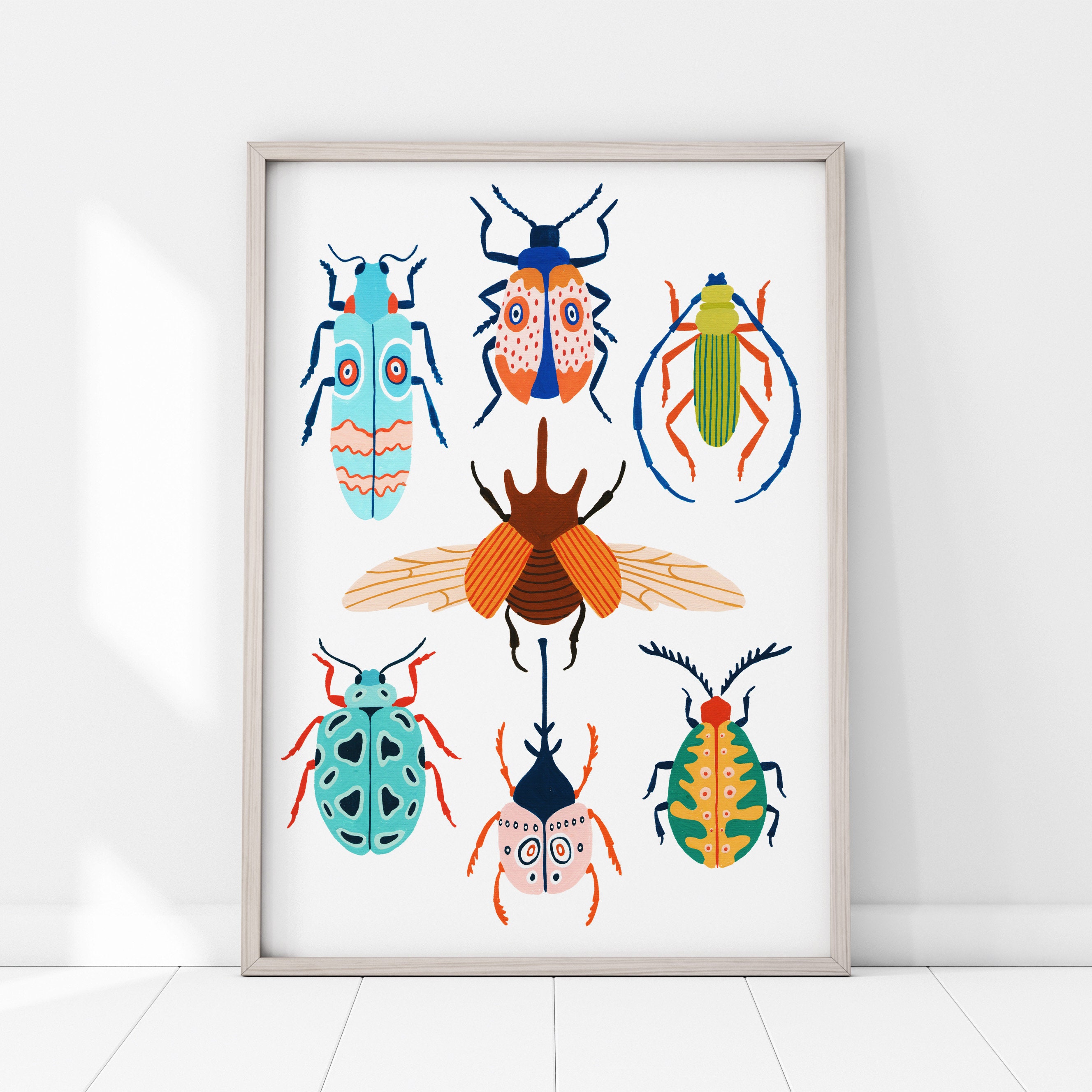 Vibrant Beetle Print, Insect Print, Nursery Wall Art, Bugs Print, Kids ...