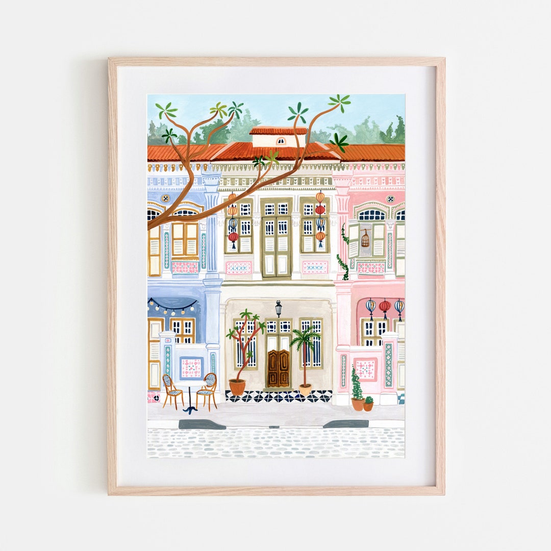 Singapore Art Print, Peranakan Houses, Koon Seng, Southeast Asia ...