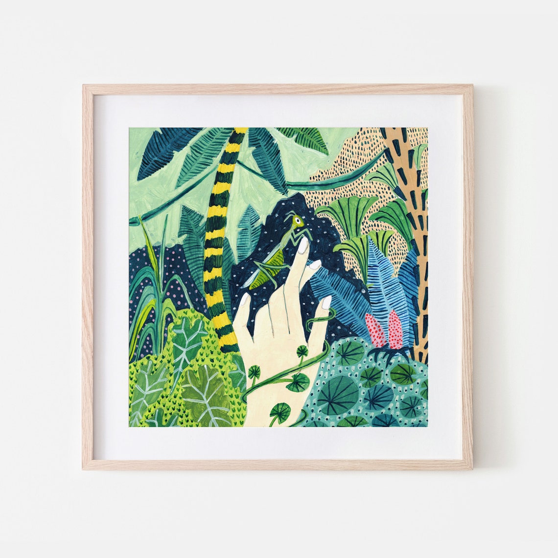 Praying Mantis Print / Jungle / Botanical Illustration / - Etsy