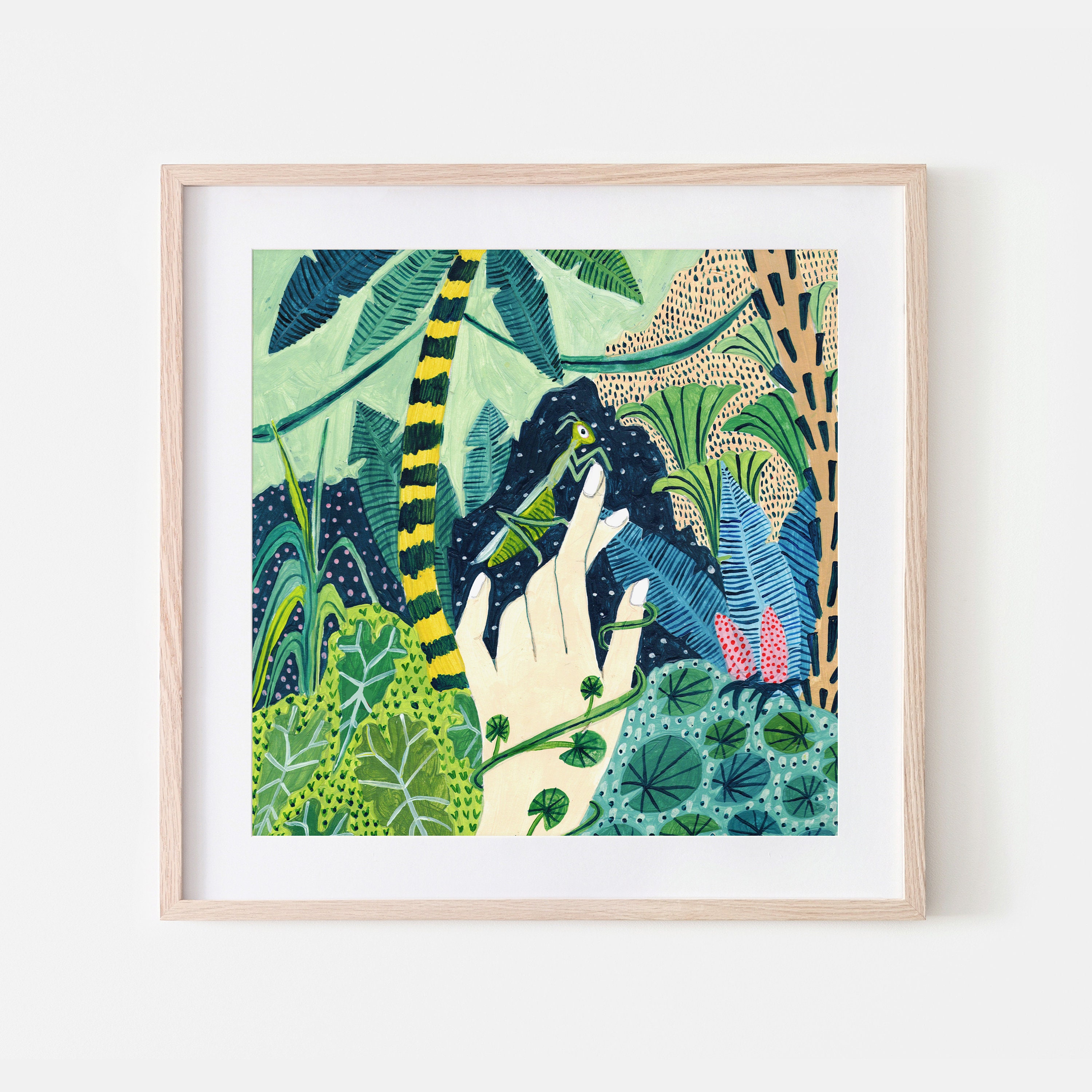 Praying Mantis Print / Jungle / Botanical Illustration / - Etsy