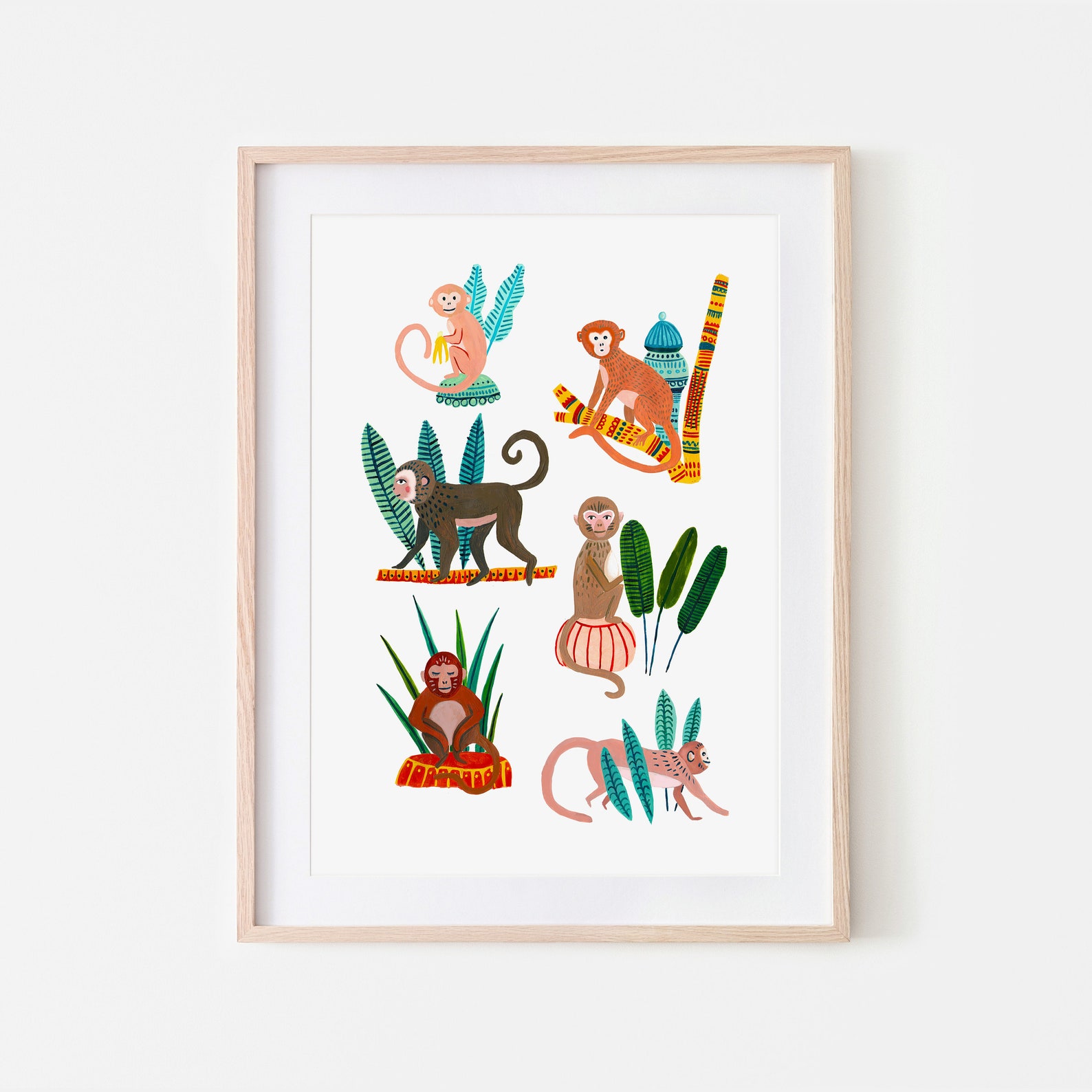 Monkeys of Malaysia Print / Botanical Print / Jungle / Tropical ...