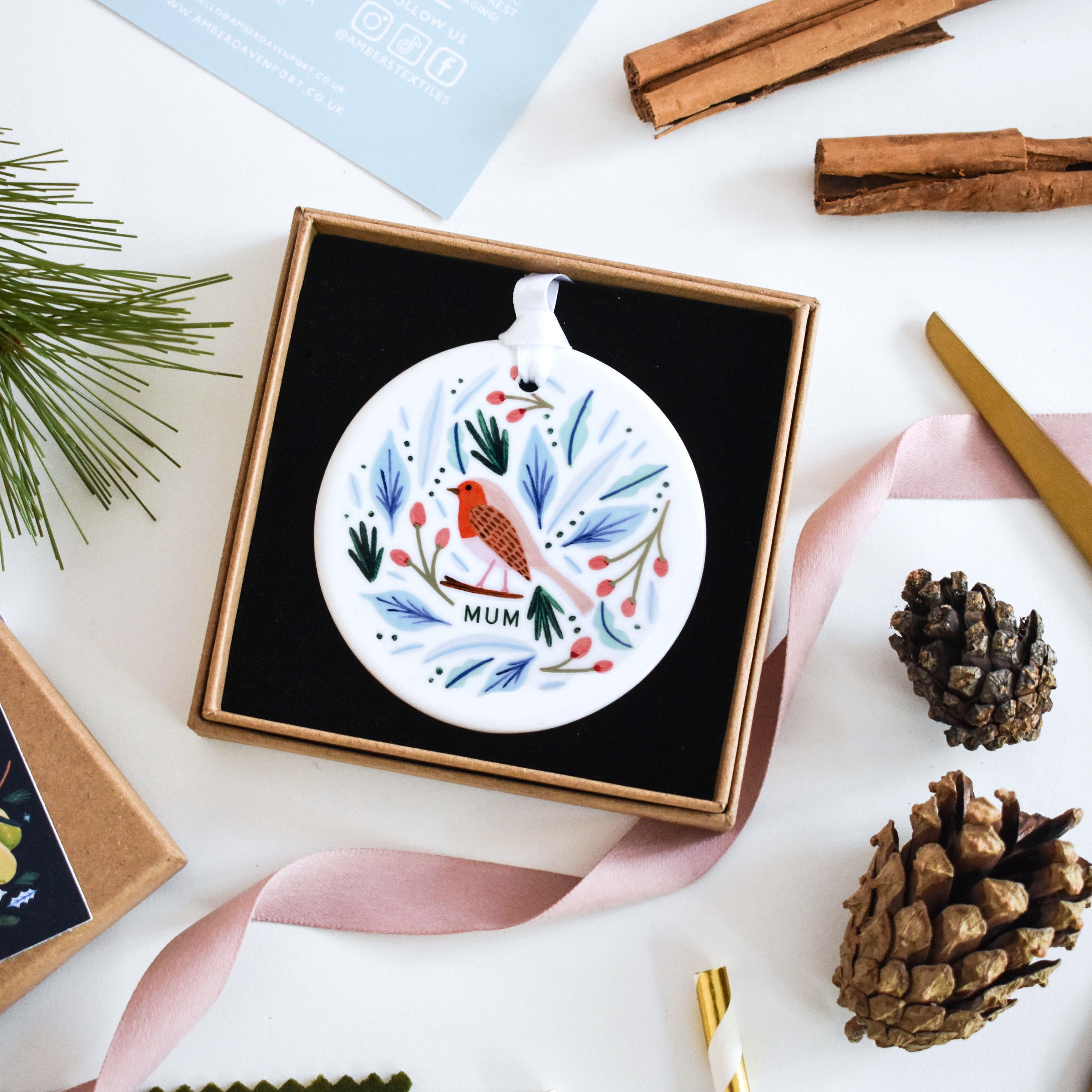 Personalised Robin Christmas Ornament Ceramic Christmas Tree | Etsy