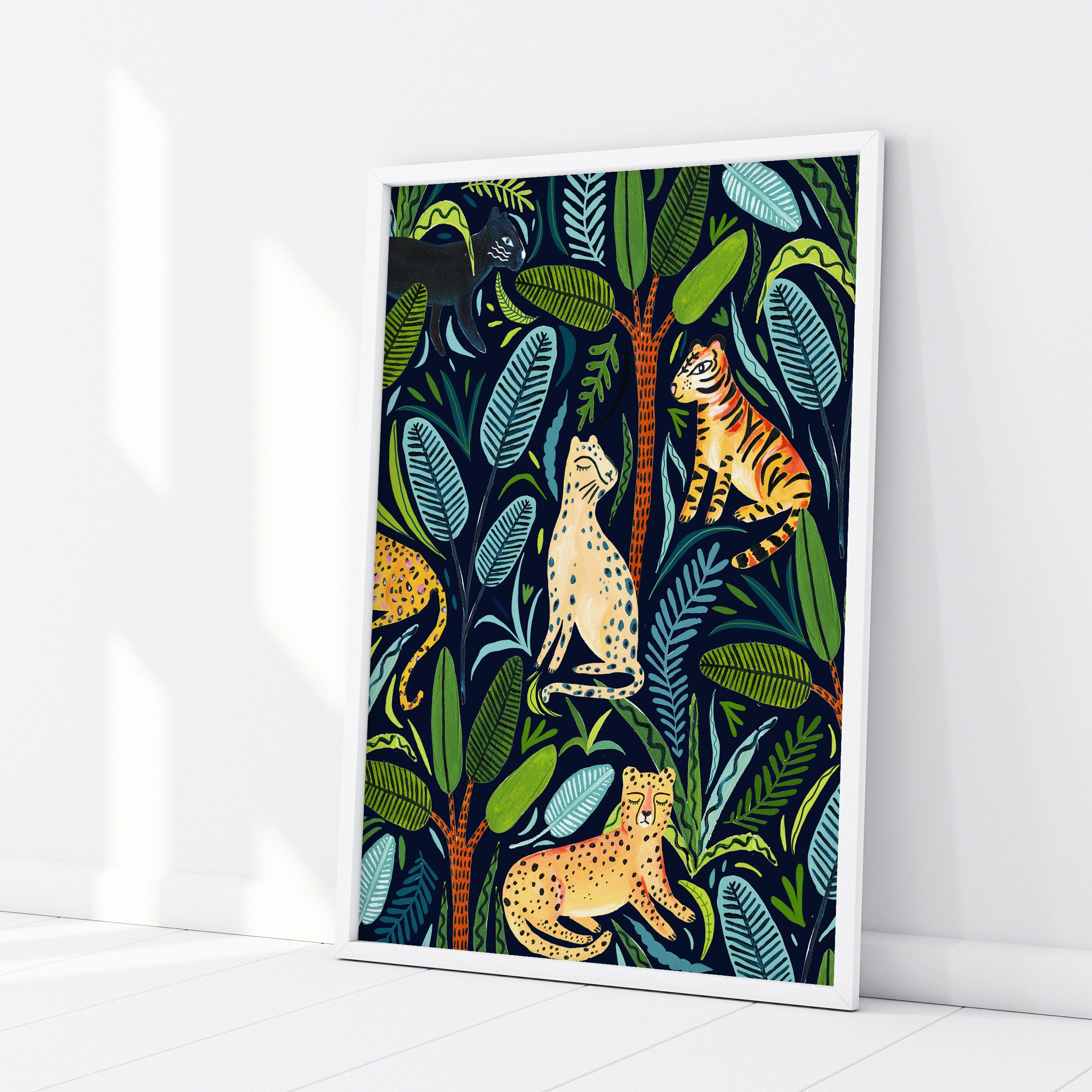 Jungle Cats / Botanical Print / Jungle / Safari / Nursery Wall Art ...