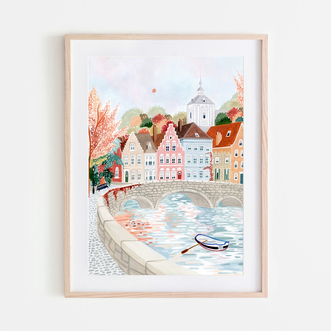 Bruges Art Print, Belgium Print, Brugge Wall Art, Bruges Gift, Fall ...