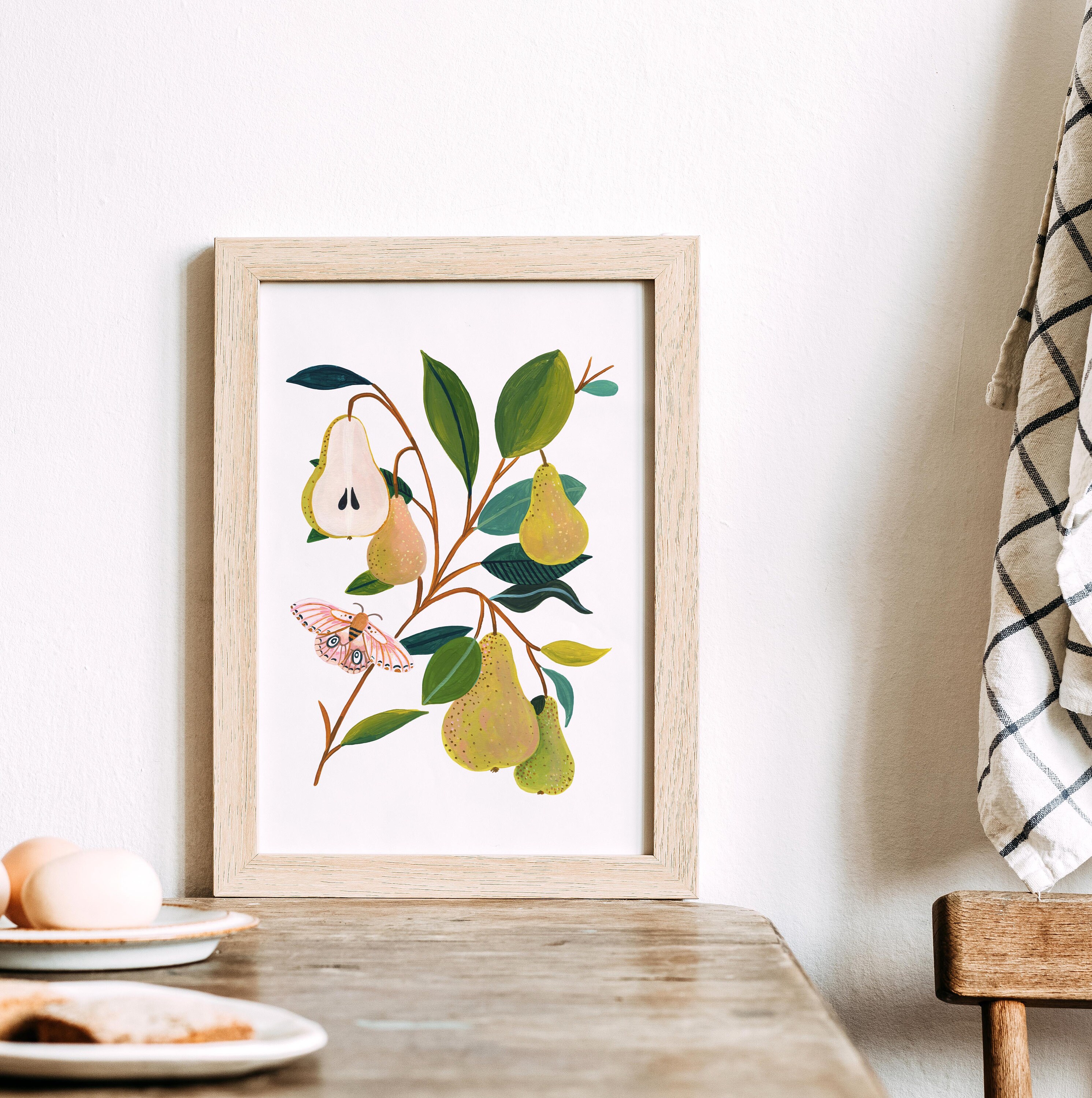 Pear Print Kitchen Decor Fruit Illustration Botanical | Etsy