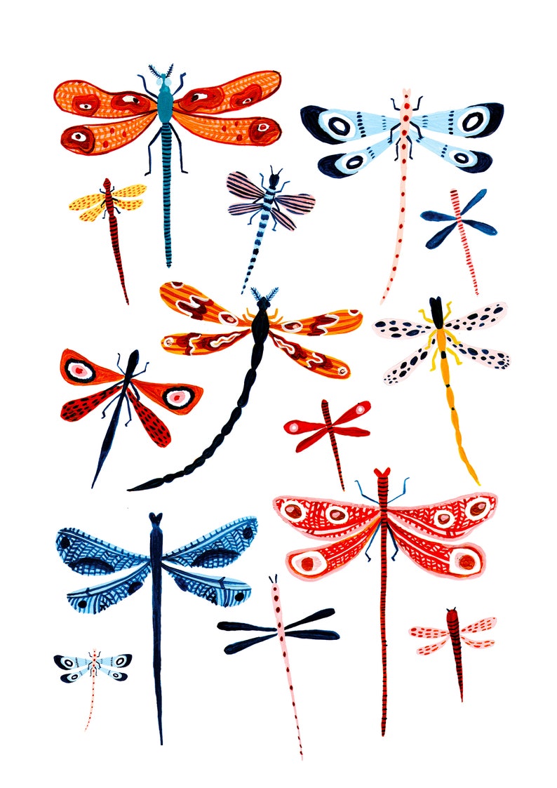 Dragonfly Wall Art Insect Print Nursery Wall Art Bugs - Etsy