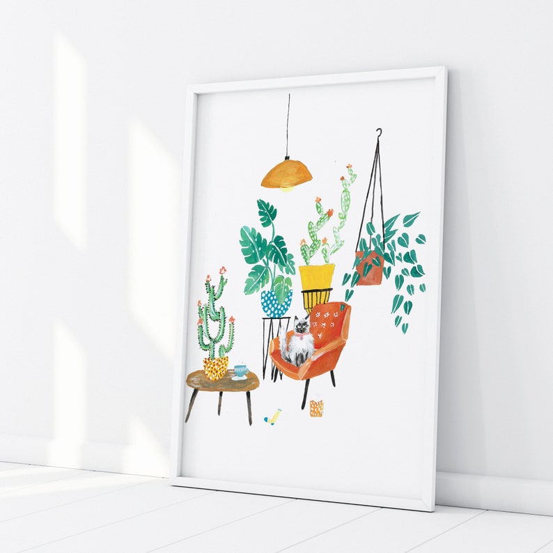 White Cat / Cat Art / Cat Lover Gift / Home Decor / Cat Print | Etsy
