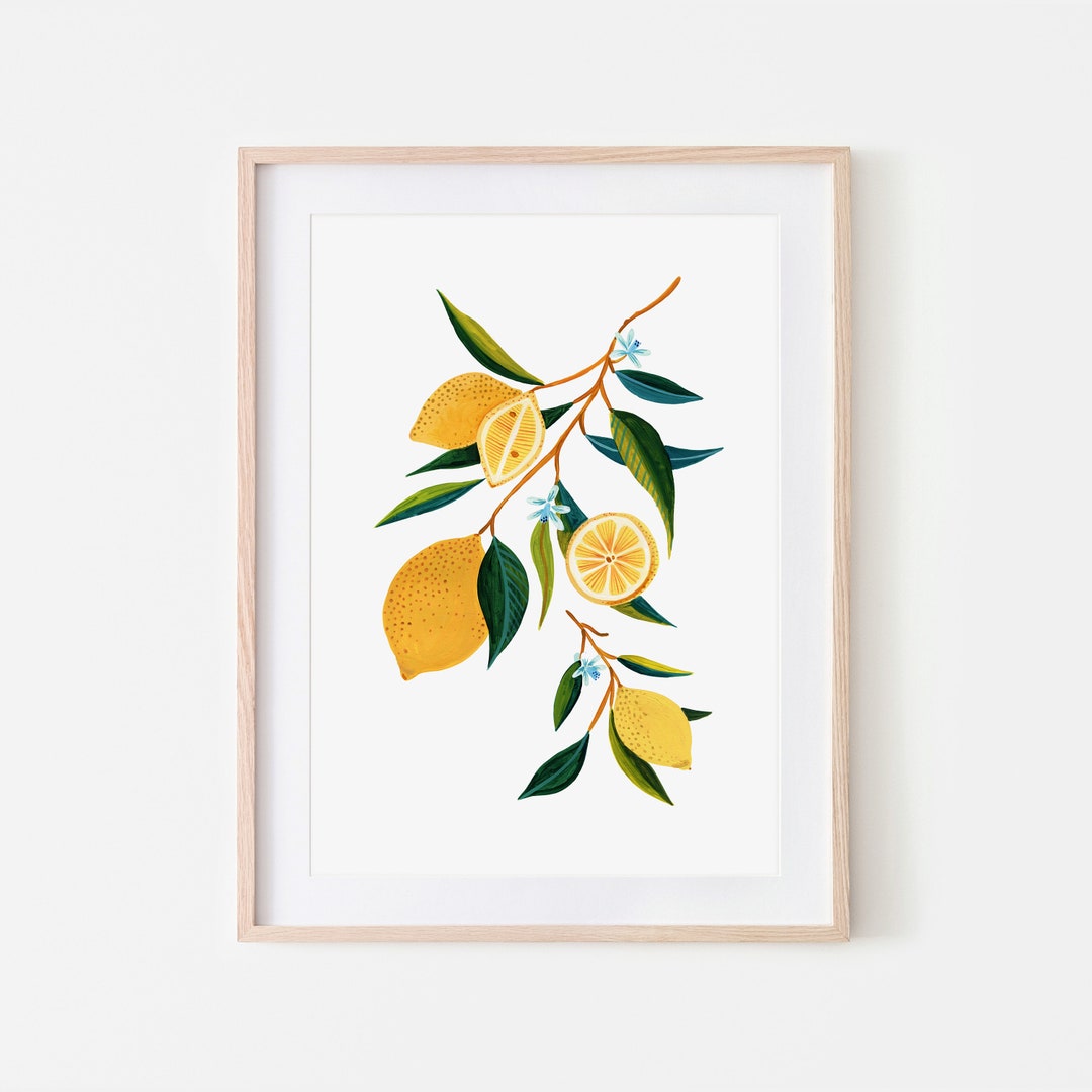 Lemon Print, Kitchen Decor, Fruit Illustration, Botanical Print, Home ...