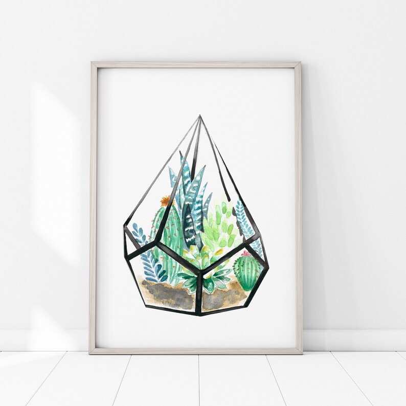 Terrarium / Botanical Print / Geometric Terrarium / Botanical ...