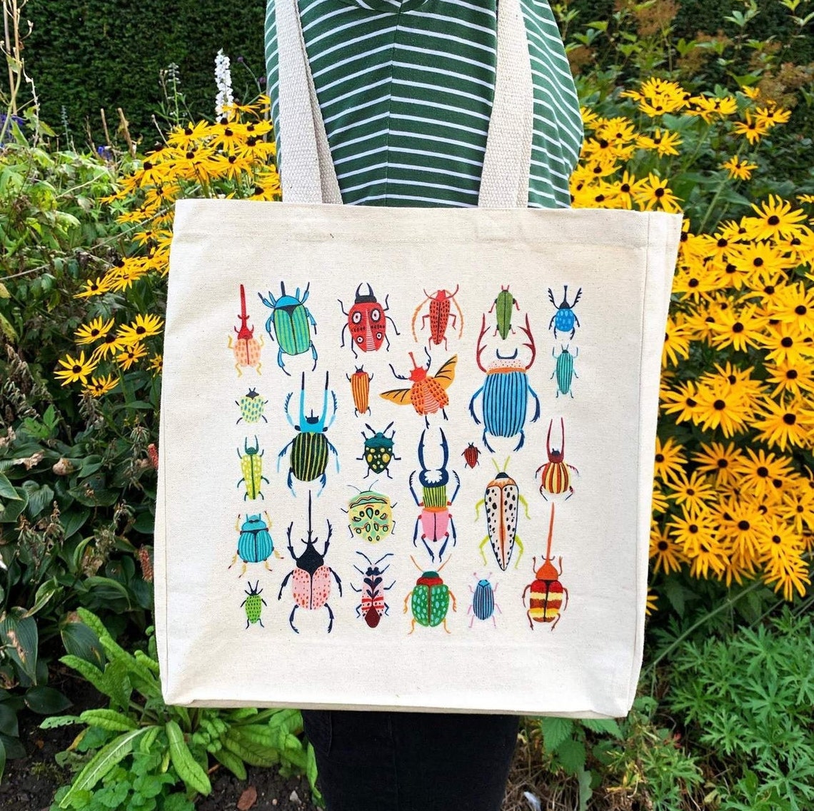 Beetles Tote Bag Large Cotton Canvas Bag Beach Bag Grocery - Etsy