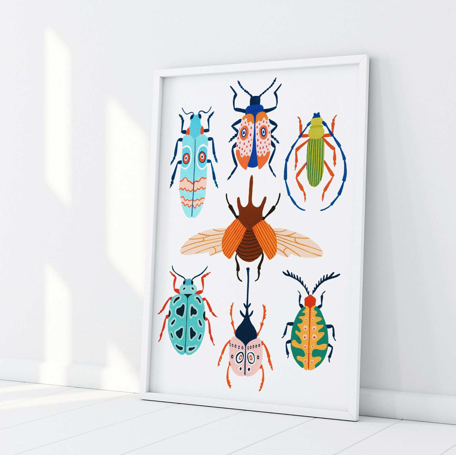 Vibrant Beetle Print, Insect Print, Nursery Wall Art, Bugs Print, Kids ...