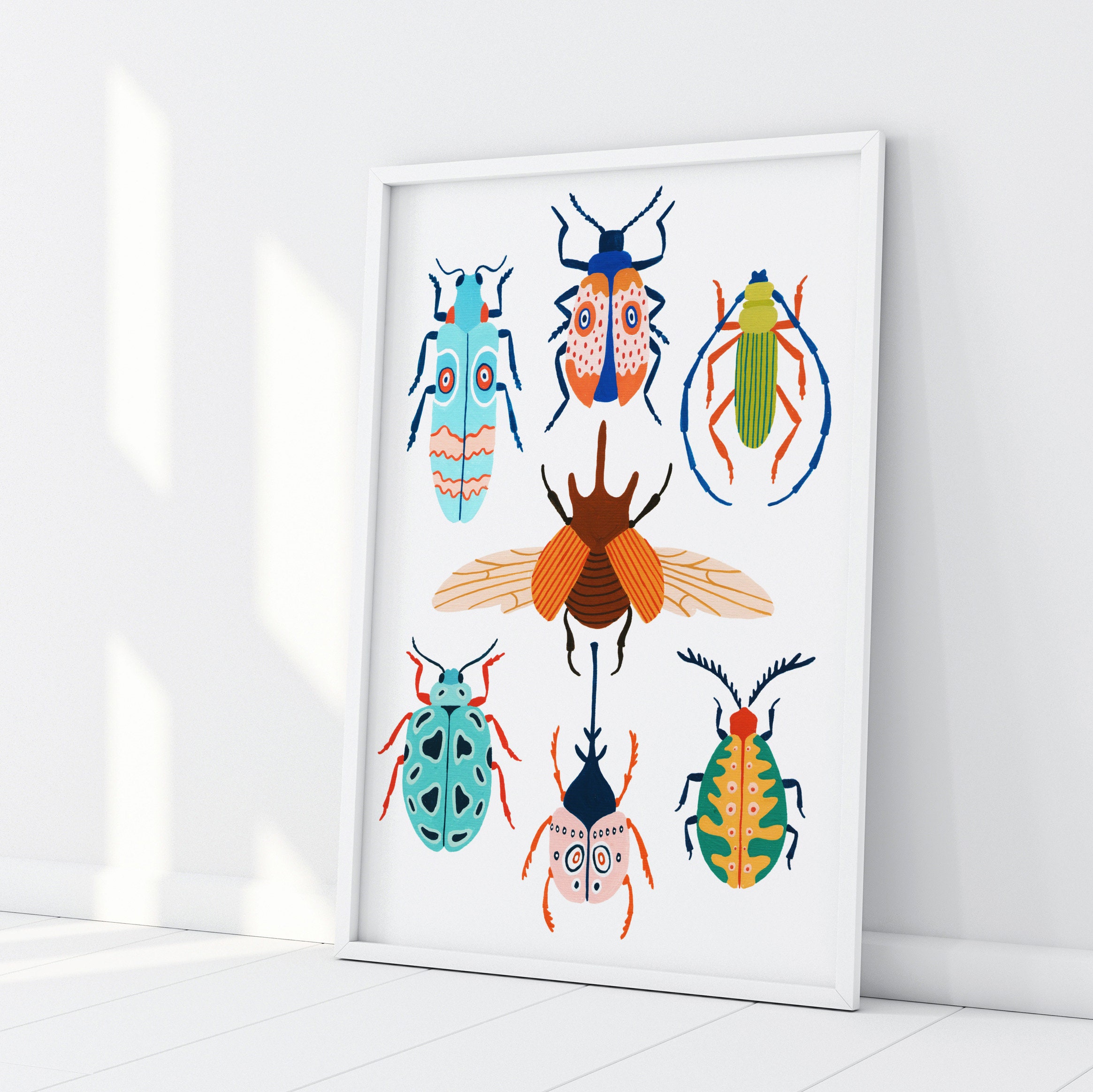 Vibrant Beetle Print, Insect Print, Nursery Wall Art, Bugs Print, Kids ...