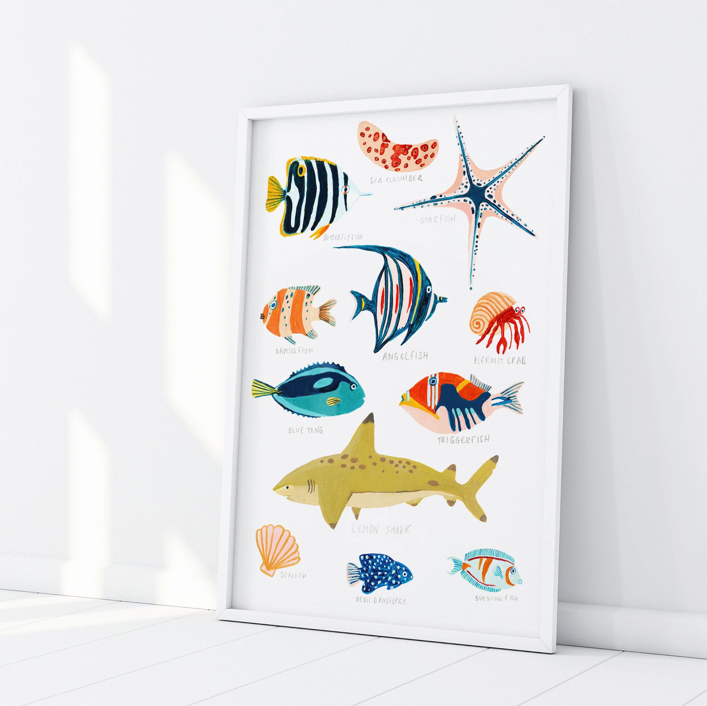 Fiji Sea Life Print, Under the Sea, Coral Reef, Fish Print, Nautical ...