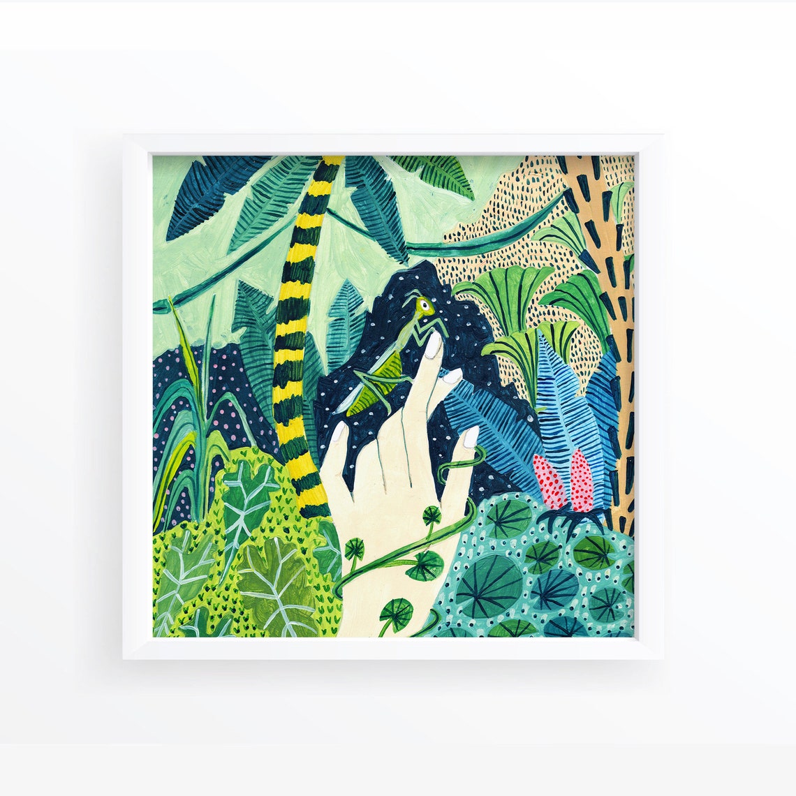 Praying Mantis Print / Jungle / Botanical Illustration / - Etsy