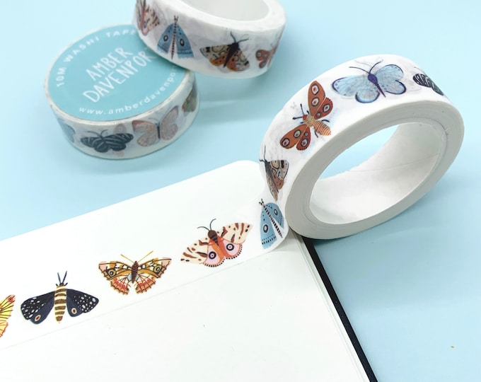 Moth Washi Tape, Eco Friendly Tape, Stationery, Bullet Journal, Planner ...