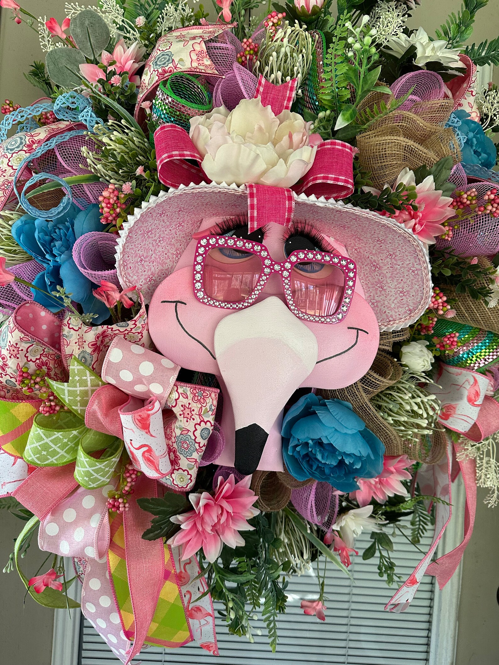 Flamingo Wreath, Summer Wreath, Flamingo Decor, Flamingo Front Door ...
