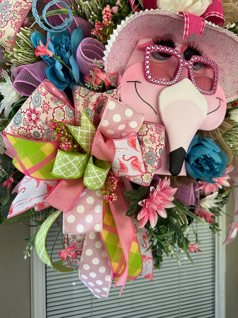 Flamingo Wreath, Summer Wreath, Flamingo Decor, Flamingo Front Door ...
