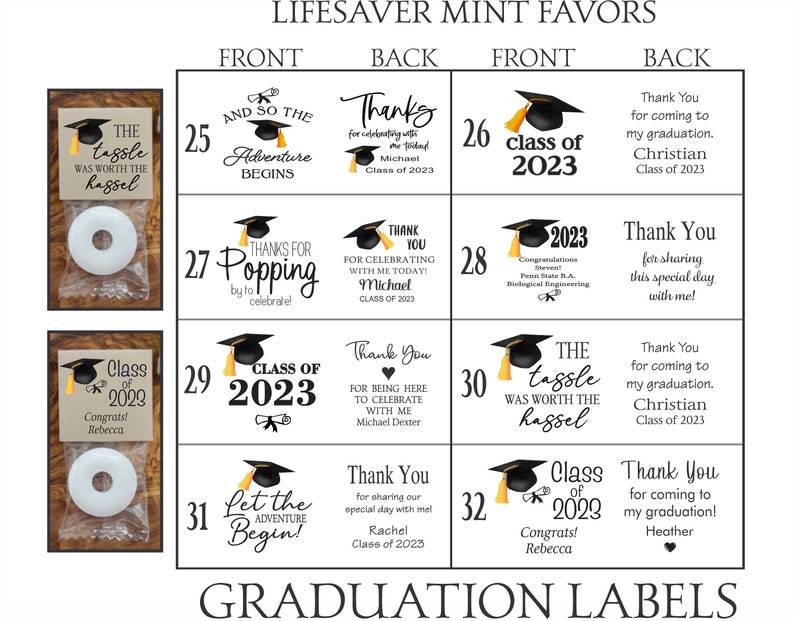 Mint Graduation Favor Labels Graduation Favors Mint Party - Etsy