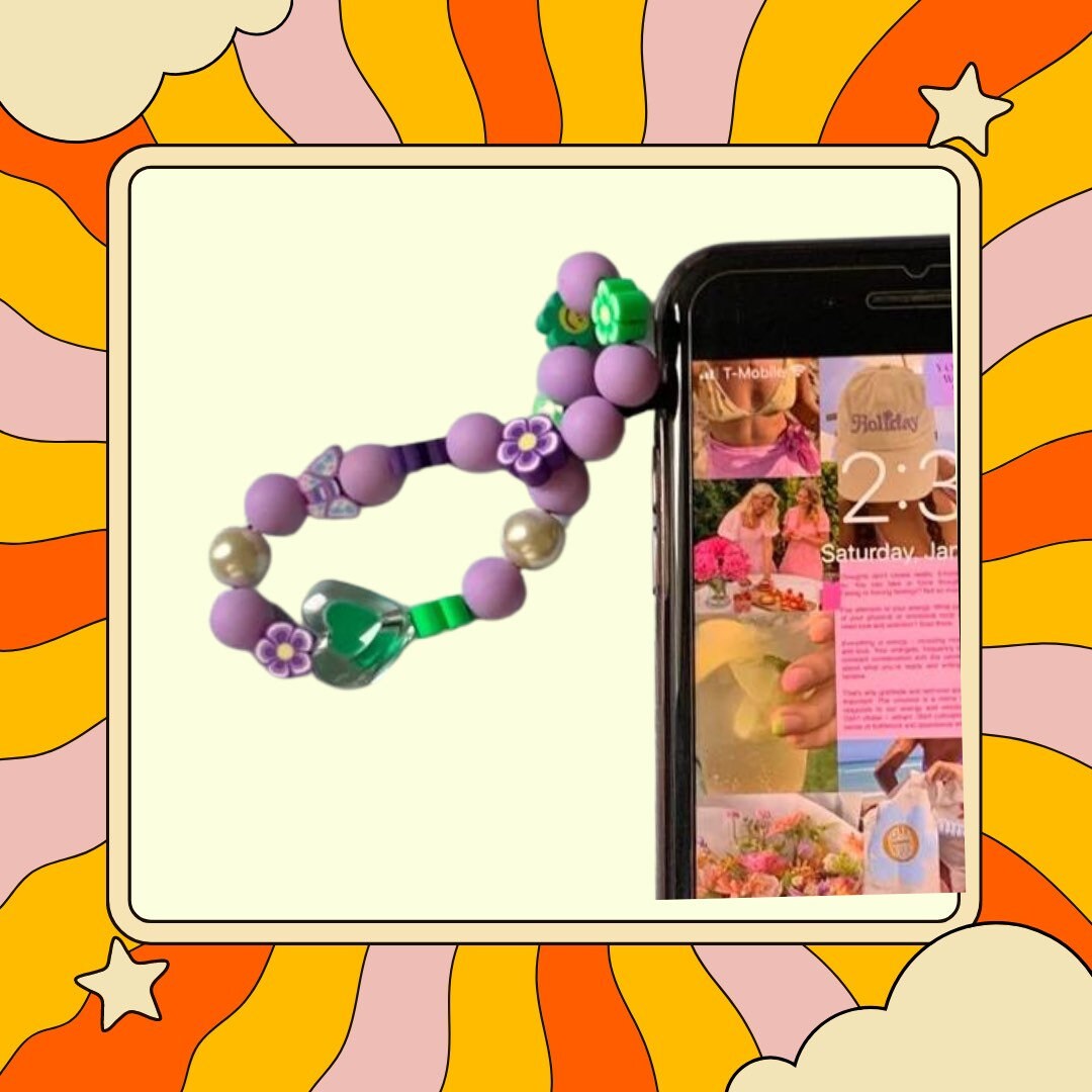 Beaded Phone Charm Y2K Y2K Beaded Phone Charm YK2 Decor Cell Phone ...