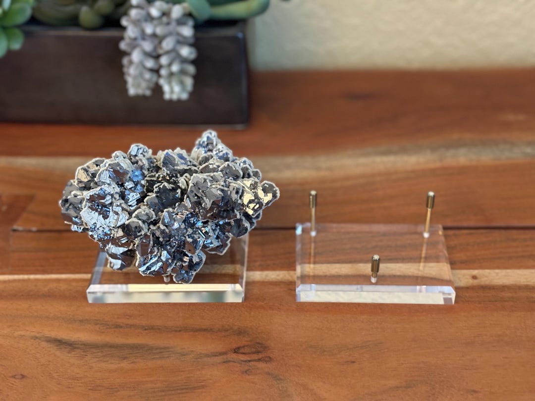 Large - Clear Acrylic and Brass Mineral Display Stand - 3 Prong - Etsy