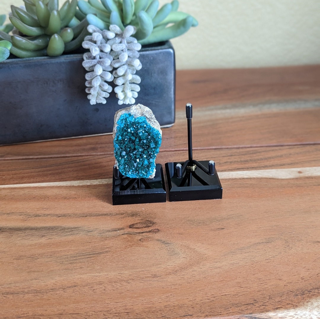 Size 2 Mineral Stand: Black Acrylic & Brass Rock Display - Etsy