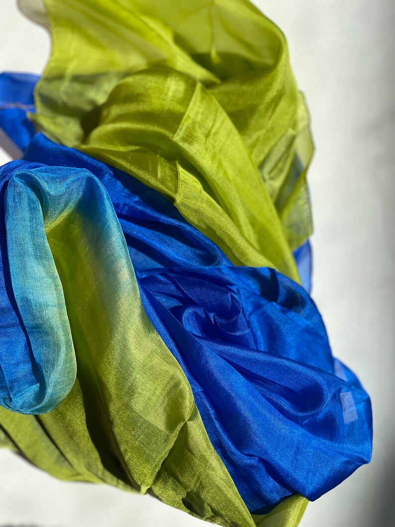 100% Pure Blue/green Silk Scarf - Luxury Silk Scarf - Gift for Mom ...