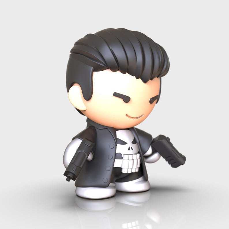 Chibi PUNISHER STL 3D Printing Files | High Quality | Cute | 3D Model ...