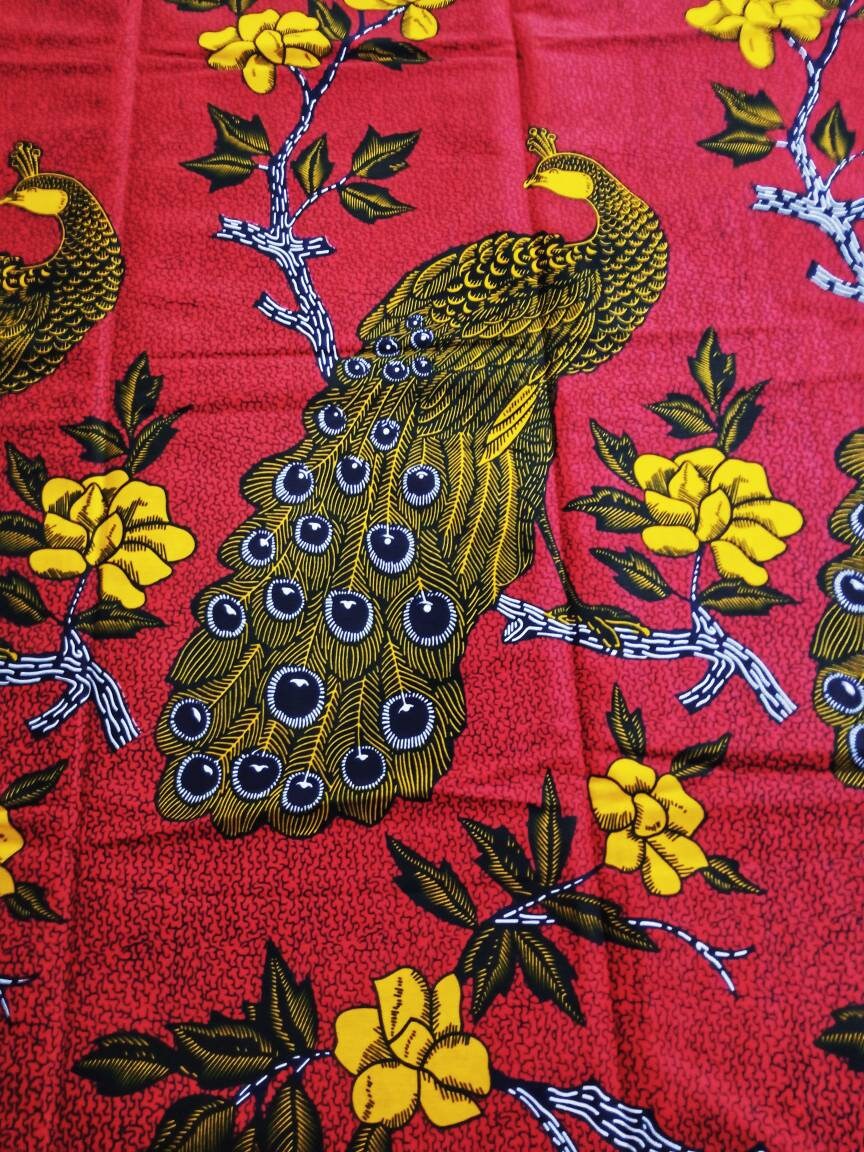 Peacock Print Fabric Peacock Print African Print Fabric | Etsy