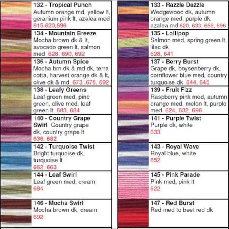 Lizbeth Thread by Color 132 to 147 - Etsy