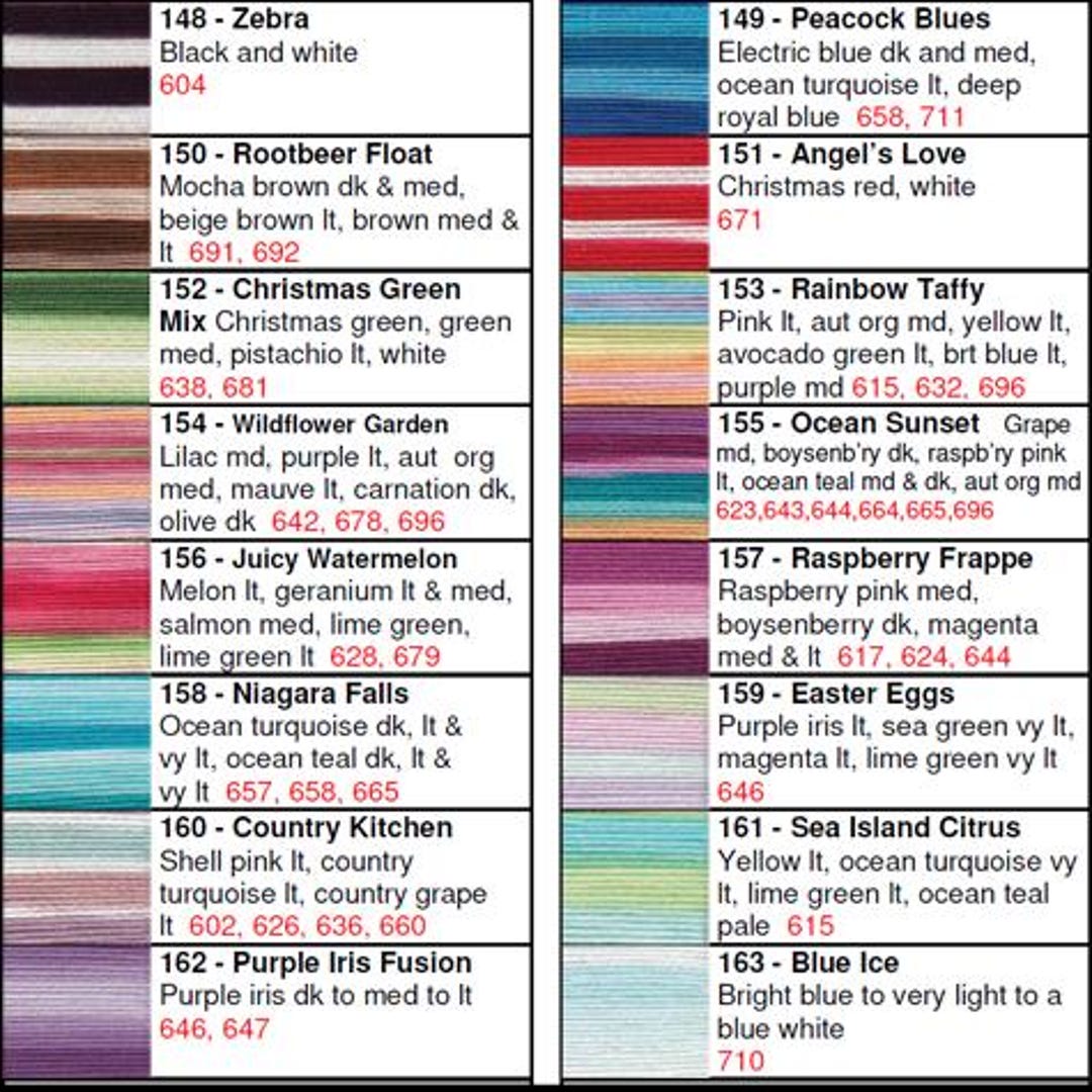 Lizbeth Thread by Color 148 to 163 - Etsy