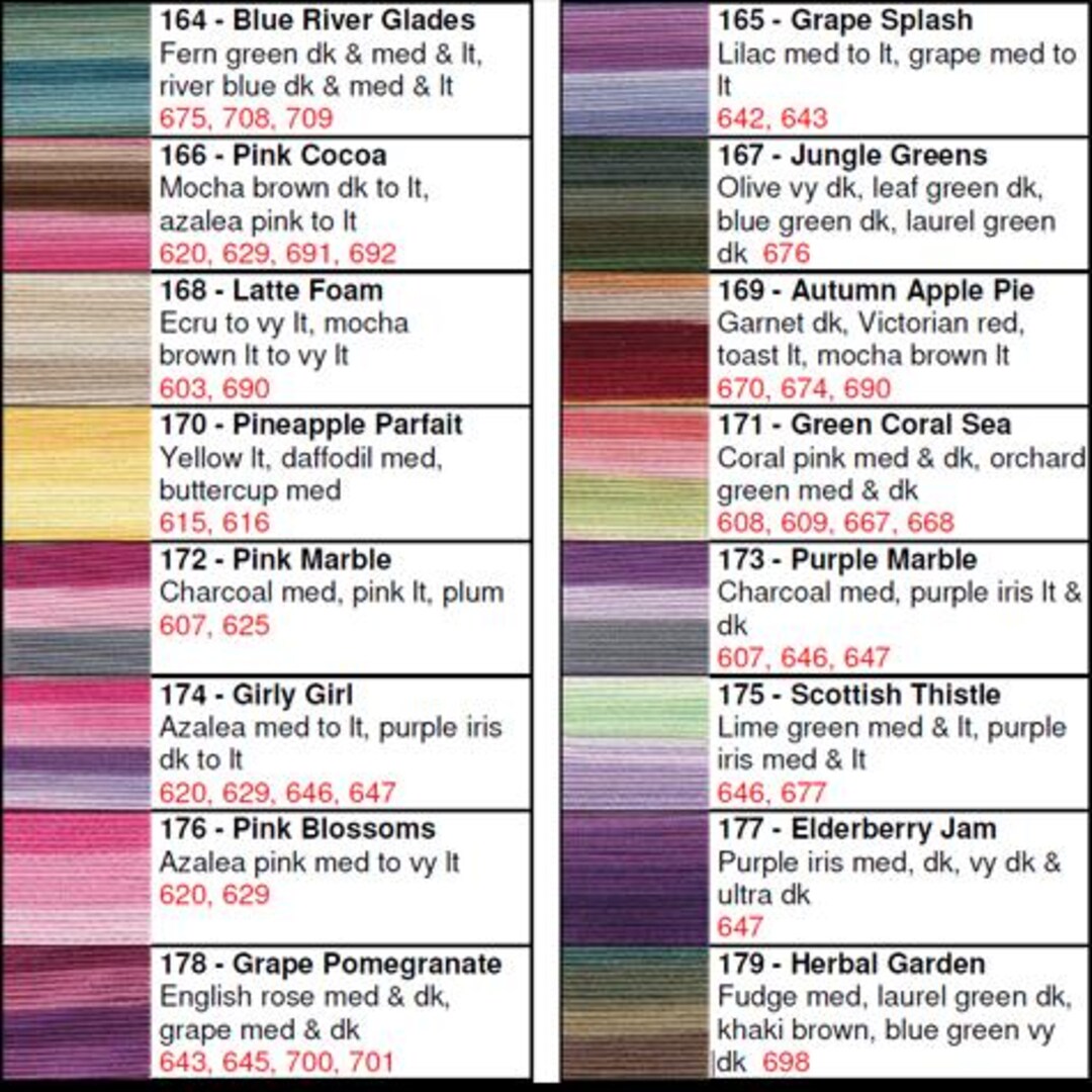 Lizbeth Thread by Color 164 to 179 - Etsy