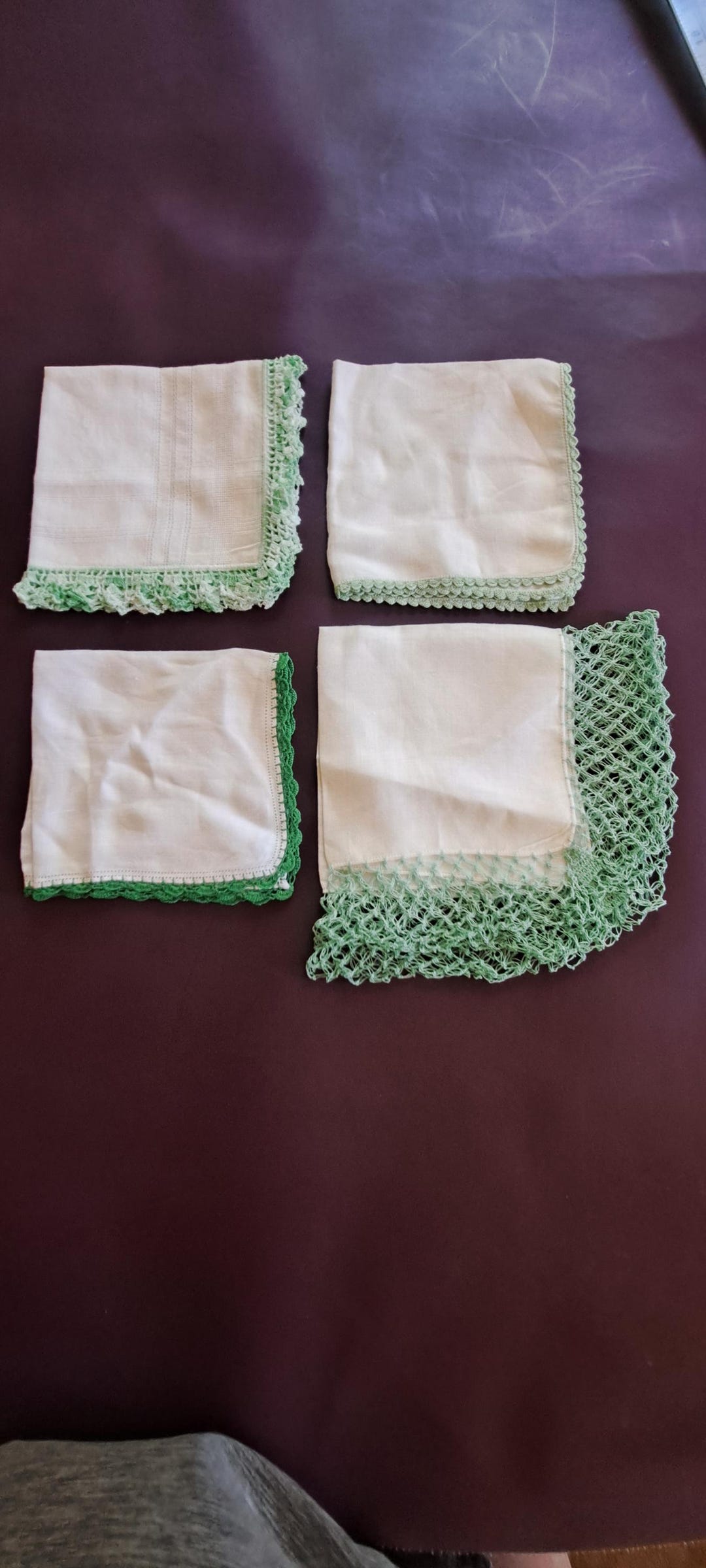 4 Hand Crocheted Hankies in Spring Green - Etsy