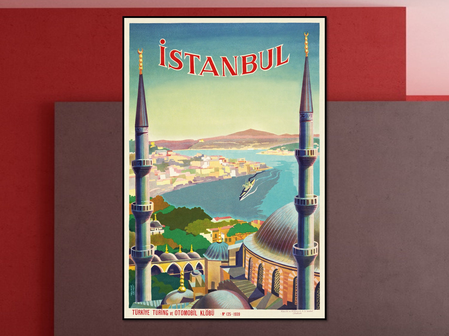 Istanbul vintage travel art Turkey poster Turkish decor | Etsy