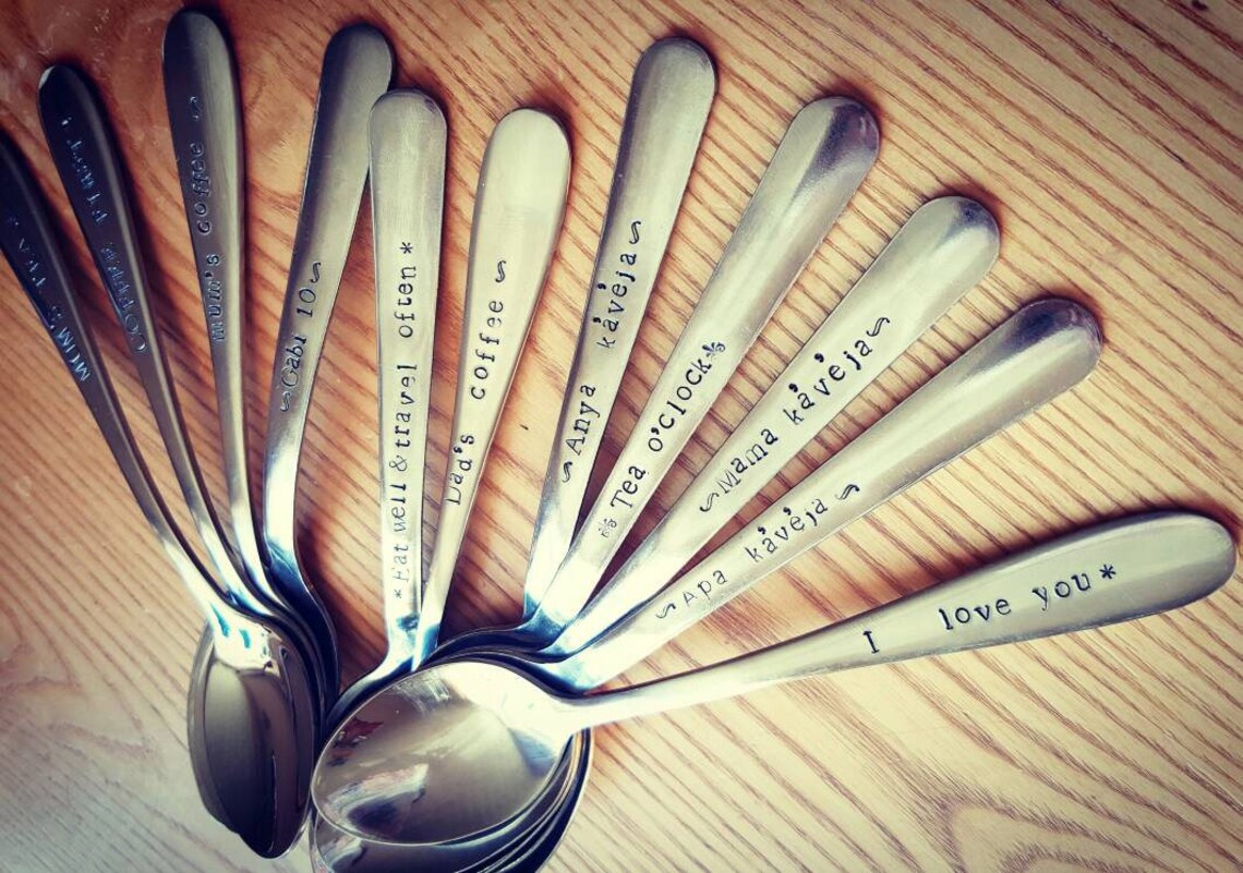 Hand Stamped Coffee Spoon - Etsy UK