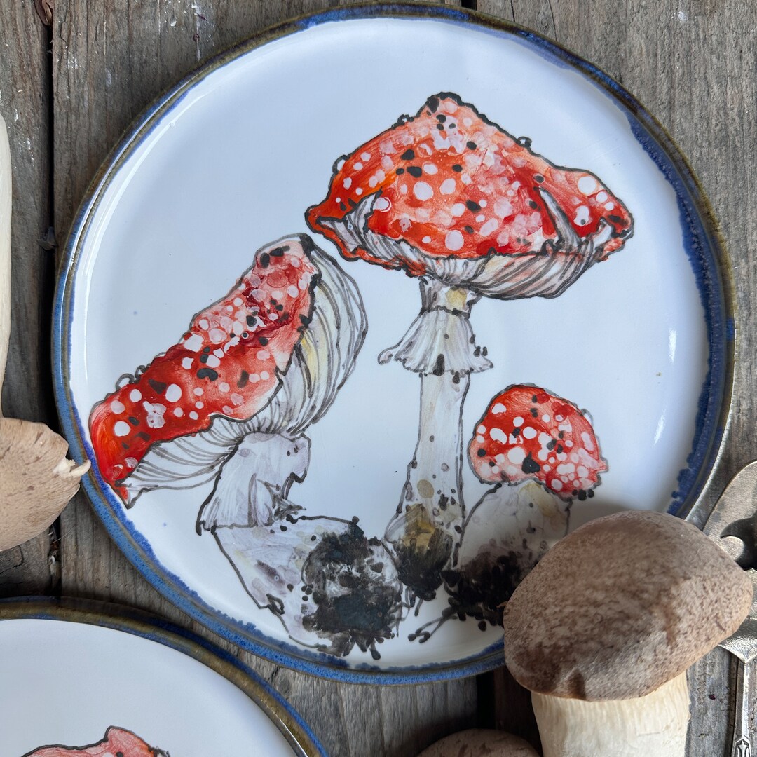 Mushroom Plate Fall Forest Decor Porcleain Plate Set Mushroom Tableware ...