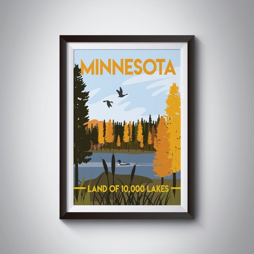 Minnesota Poster Travel Print Vintage Style Minnesota Art - Etsy