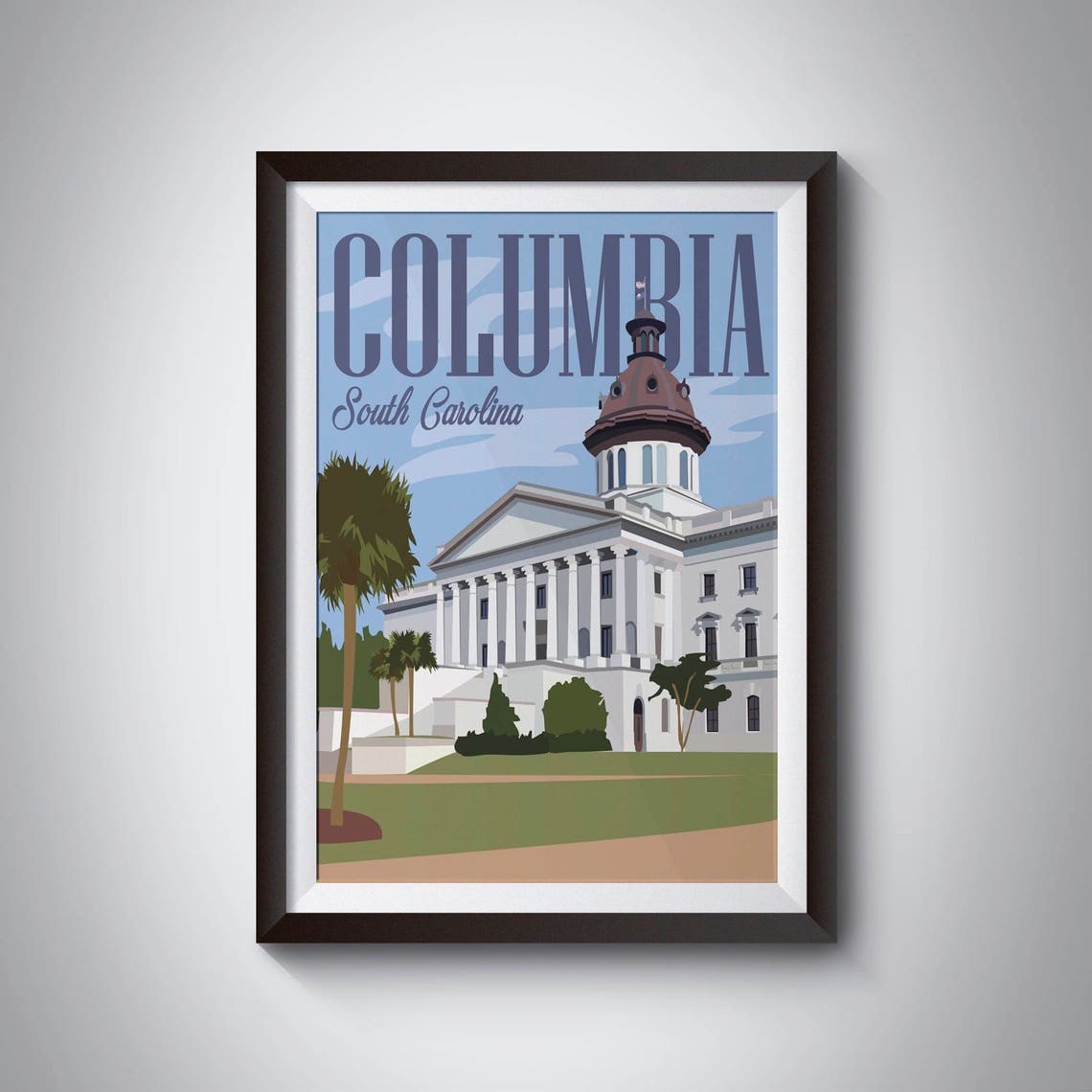 Columbia South Carolina Travel Poster Instant Download | Etsy