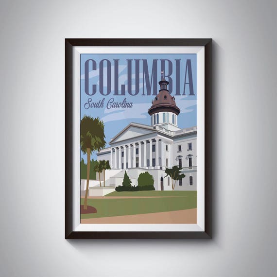 Columbia South Carolina Travel Poster Instant Download | Etsy