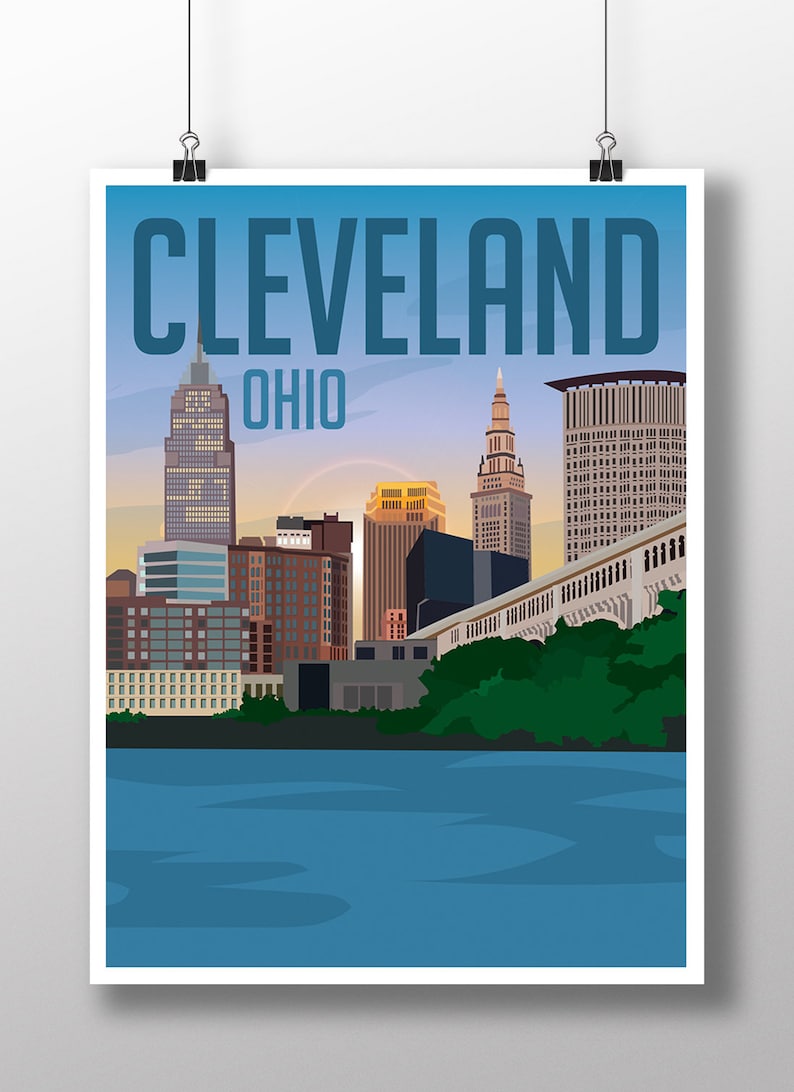 Cleveland Ohio Travel Poster Instant Download | Etsy