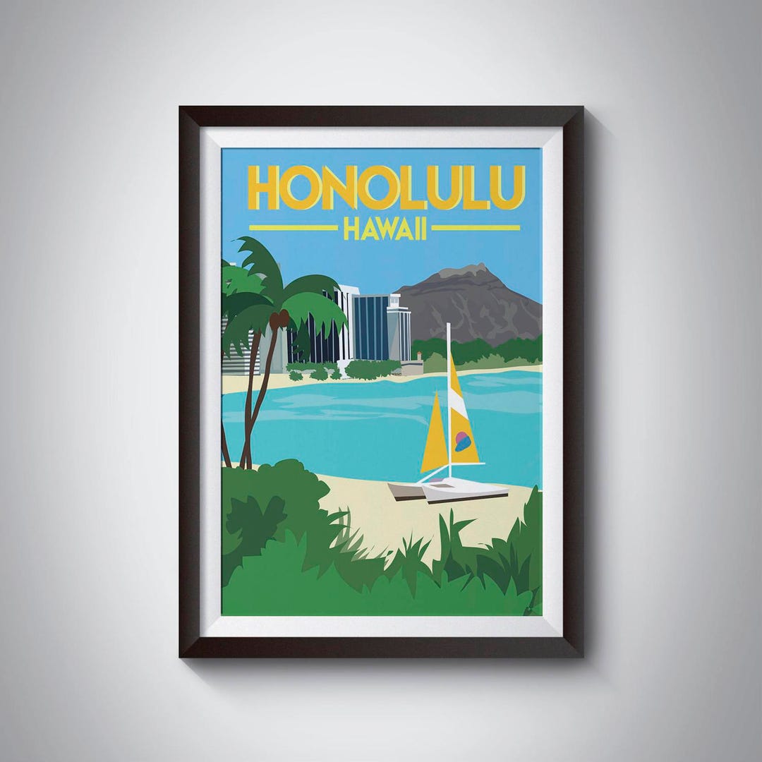 Honolulu | Hawaii | Travel Poster | Instant Download - Etsy