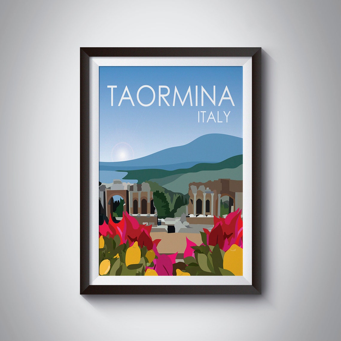 Taormina | Italy | Travel Poster | Instant Download - Etsy